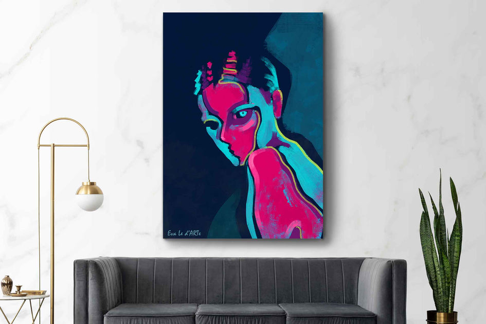 Neon Light Portrait, abstract art oil painting | Le d’ARTe – le d'ARTe